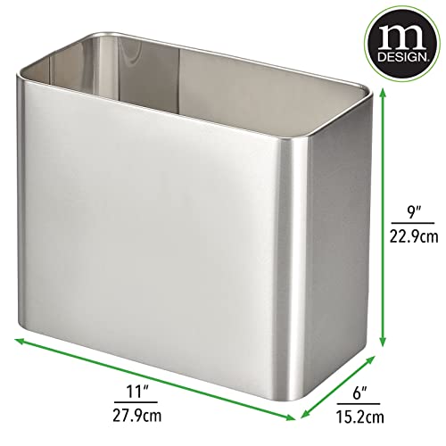 mDesign Deep Steel Floor Stand Toilet Paper Organizer, 4-Roll Tissue Storage Holder Container Bin for Bathroom, Fits Under Sink, Vanity, Shelf, In Cabinet, or Corner, Mirri Collection - Brushed/Chrome