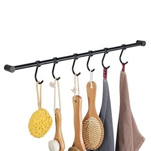 alise 22 inch towel bar towel rail holder with 5 adjustable hooks coat rack kitchen tool and utensil rack for bathroom kitchen wall mount,sus 304 stainless steel matte black