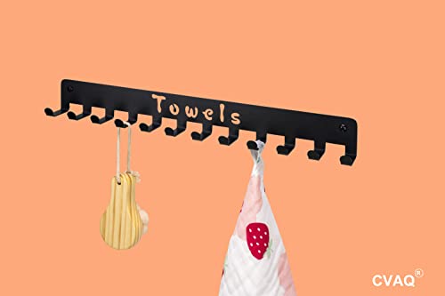 Towel Rack Holder Wall Mount – Towel Rack Hook Bathroom Space Saving and Easy to Install Towel Holder Hooks - The Perfect Addition to Your Bathroom,kichen Home Decor(Black)