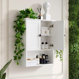 oonnee white bathroom wall cabinet 24x30 inch over toilet storage cabinet wall mounted wooden bathroom medicine cabinet with adjustable shelf, 2-door wall hanging cabinet, metal handle, soft hinge