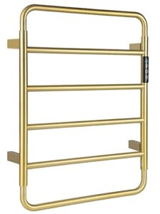 vjass towel warmer for bathroom,4 timer settings,3 min fast heating,intelligent automatic shutdown,towel warmers for bathroom rack plug-in/hardwired (brushed gold)