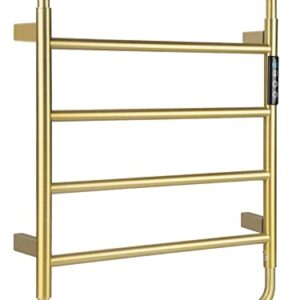 VJASS Towel Warmer for Bathroom,4 Timer Settings,3 Min Fast Heating,Intelligent Automatic Shutdown,Towel Warmers for Bathroom Rack Plug-in/Hardwired (Brushed Gold)