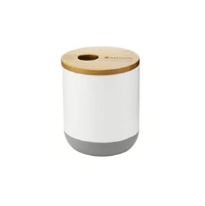 full circle pick, cotton swab and q-tip canister, white