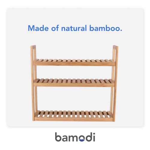 Bamodi Bamboo Bathroom 3 Tier Shelf - Multi-Shelves Bathroom Rack - Open Shelf Organizer for Kids Bedroom, Living Room, Office, Kitchen - Standing Storage Display Shelf for Towel, Book, Decor