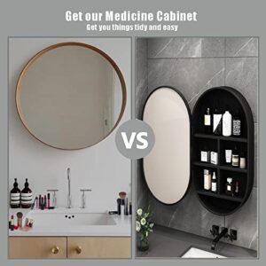 QQXX Medicine Cabinet with Mirror,Bathroom Mirror Cabinet with Storage,Oval Wall Mounted Medicine Cabinet for Bathroom,Aluminum Wall Mirror for Livingroom Bedroom Bathroom Hanging Cabinet