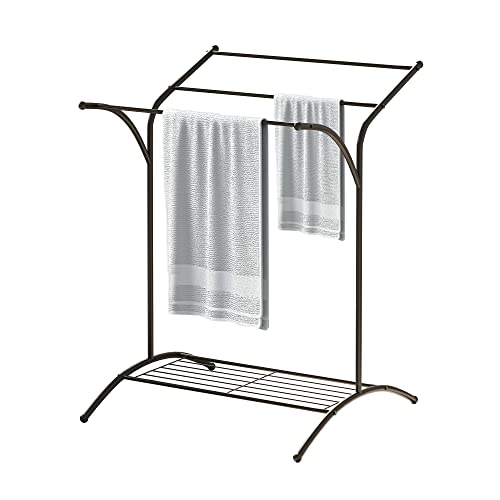 JOIN IRON Freestanding Towel Rack, 3 Tiers Black Metal Towel Rack rfor Bathroom Accessories Organizer for Bath Storage & Hand Towels,Washcloths,Next to Tub or Shower