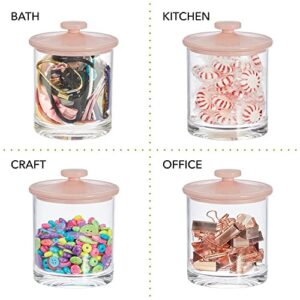 mDesign Small Modern Apothecary Storage Organizer Canister Jars - Acrylic Containers for Bathroom, Organization Holder for Vanity, Counter, Makeup Table, Lumiere Collection, 3 Pack, Clear/Light Pink