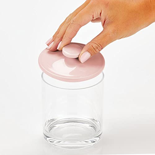 mDesign Small Modern Apothecary Storage Organizer Canister Jars - Acrylic Containers for Bathroom, Organization Holder for Vanity, Counter, Makeup Table, Lumiere Collection, 3 Pack, Clear/Light Pink