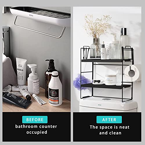 idee-home Toilet Shelf Space Savers Organizers, Bathroom Toilet Organizer Rack Over The Toilet Storage Black, Toilet Top Organizer Over The Bathroom Sink Shelf for Bathroom Above Toilet Small Space