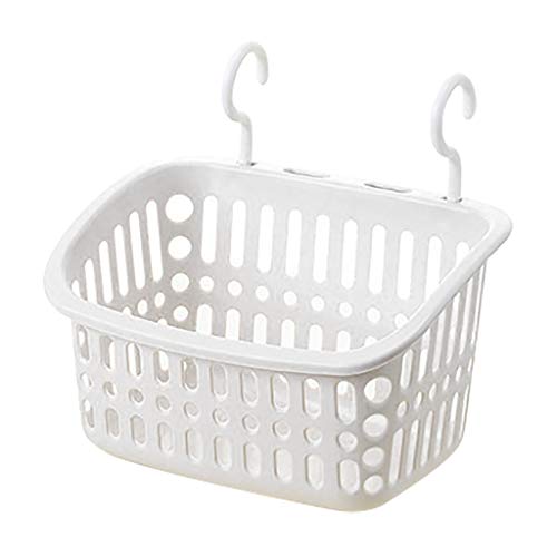 *m·kvfa* Plastic Hanging Shower Basket With Hook For Bathroom Kitchen, Pantry, Bathroom, Dorm Room, Office Storage Holder (B)