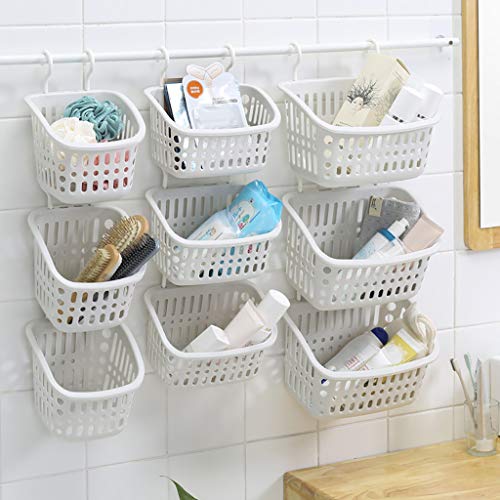 *m·kvfa* Plastic Hanging Shower Basket With Hook For Bathroom Kitchen, Pantry, Bathroom, Dorm Room, Office Storage Holder (B)