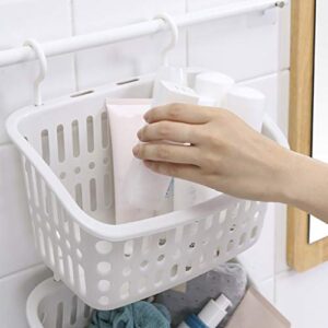 *m·kvfa* Plastic Hanging Shower Basket With Hook For Bathroom Kitchen, Pantry, Bathroom, Dorm Room, Office Storage Holder (B)