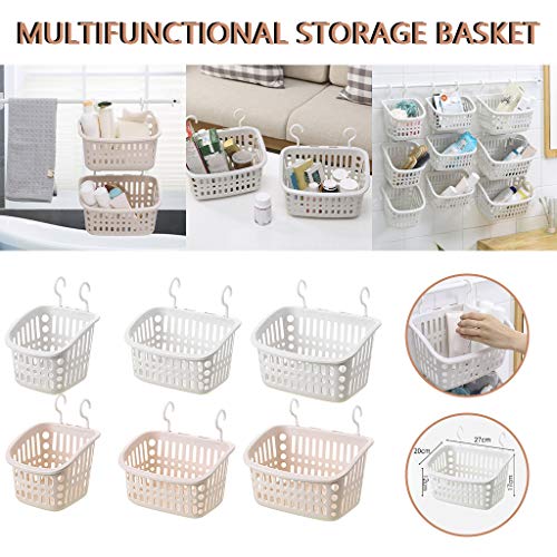 *m·kvfa* Plastic Hanging Shower Basket With Hook For Bathroom Kitchen, Pantry, Bathroom, Dorm Room, Office Storage Holder (B)