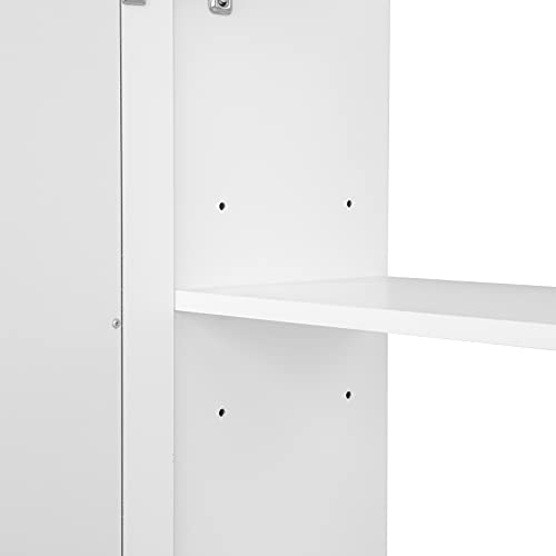 DESIGNSCAPE3D Bathroom Wall Cabinet with Mirror Door & 3 Storage Shelves, Wall-Mounted Medicine Cabinet w/Adjustable Shelf, MDF, White