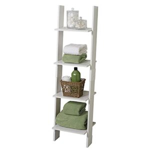 zenna home ladder style bathroom linen tower, white