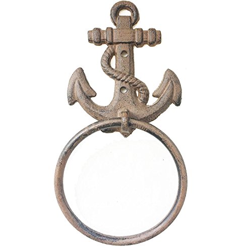 Comfy Hour Cast Iron Solid Anchor Towel Ring for Hanging Towel, Wash Cloth, Aged Old Fashioned, Brown, Antique & Vintage Collection