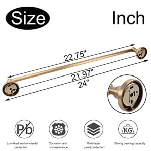 TocTen Bath Towel Bar - Thicken SUS304 Stainless Steel Towel Rack for Bathroom, Retro Style Bathroom Hardware Accessories Towel Rod Heavy Duty Wall Mounted Towel Holder (24 Inch, Gold)