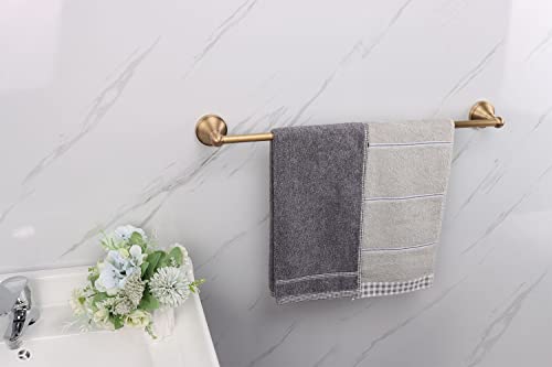 TocTen Bath Towel Bar - Thicken SUS304 Stainless Steel Towel Rack for Bathroom, Retro Style Bathroom Hardware Accessories Towel Rod Heavy Duty Wall Mounted Towel Holder (24 Inch, Gold)