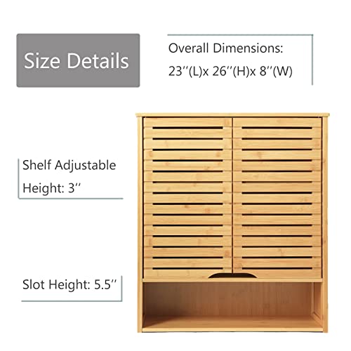 DRDINGRUI Bamboo Cabinet, Wall Mount Cabinet for Bathroom, Medicine Cabinet with Shelf