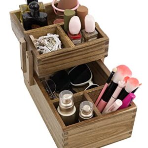 EcoFives Acacia Makeup Organizer, Multi-Function Storage for Makeup, Toiletries, and More- Great for Vanity, Desk, Bathroom, Bedroom, Closet, Kitchen (Acacia)