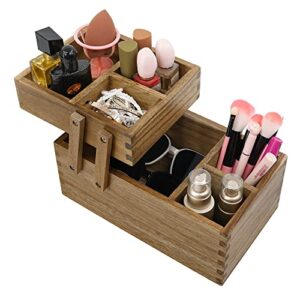 EcoFives Acacia Makeup Organizer, Multi-Function Storage for Makeup, Toiletries, and More- Great for Vanity, Desk, Bathroom, Bedroom, Closet, Kitchen (Acacia)