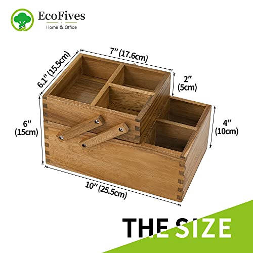 EcoFives Acacia Makeup Organizer, Multi-Function Storage for Makeup, Toiletries, and More- Great for Vanity, Desk, Bathroom, Bedroom, Closet, Kitchen (Acacia)