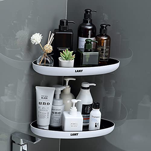 LAMY Corner Shower Caddy, 2 Pack Shower Caddy with Corner Wall Mount, Premium Shower Corner Shelf Perfect for Bathrooms, Kitchens and Dorms