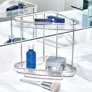 iDesign Free-Standing 2-Tier Vanity Organizer Storage Shelves, The Clarity Collection – 9.68” x 6.43” x 9.05”, Brushed Steel