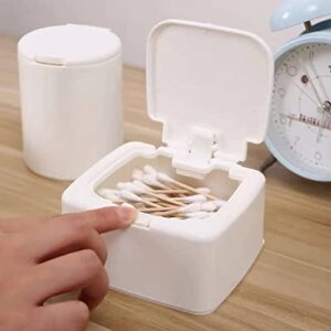 YeeBeny Q-Tip Holder Bathroom Cotton Swab Dispenser,Portable Travel Qtip Holder, Dental floss containers, Best for Hair Accessory Storage or Small Items Organizer on Desktop-white