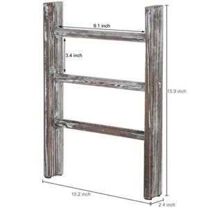 MyGift 16 Inch Rustic Torched Wood Towel Ladder for Kitchen Countertop, Hand Towel Stand Rack