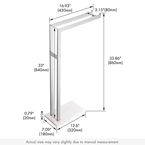 KES Standing Towel Rack with Heavy Marble Base, Double L-Shape Towel Stand for Bathroom Floor, Modern Towel Drying Rack SUS304 Stainless Steel Brushed Finish, BTH227-2