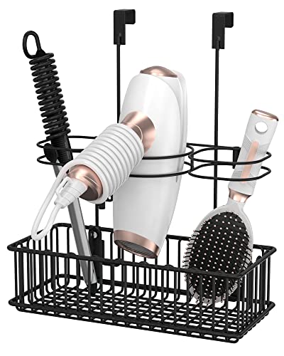 ULG Hair Dryer Holder, Hair Tools Organizer, 3 Adjustable Heights, Hair Care & Styling Tool Holder for Bathroom, Over Cabinet, Wall-Mounted, for Hair Dryer, Curling Wand, Hair Straightener, Black