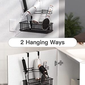 ULG Hair Dryer Holder, Hair Tools Organizer, 3 Adjustable Heights, Hair Care & Styling Tool Holder for Bathroom, Over Cabinet, Wall-Mounted, for Hair Dryer, Curling Wand, Hair Straightener, Black