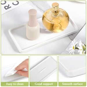 2 Pcs Bathroom Counter Tray Ceramic Vanity Tray Rectangular Bathroom Trays Soap Tray White Sink Trays Cosmetics Holder for Bath Kitchen Home