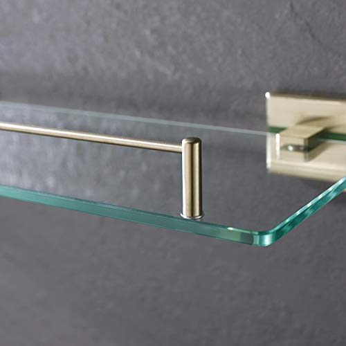 KES Bathroom Glass Shelf with 6 MM-Thick Tempered Glass and SUS 304 Stainless Steel Brackets 20-Inch Rectangular Rustproof Wall Mount Brushed Gold Finish, A2420A-BZ