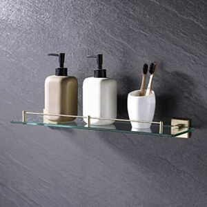 KES Bathroom Glass Shelf with 6 MM-Thick Tempered Glass and SUS 304 Stainless Steel Brackets 20-Inch Rectangular Rustproof Wall Mount Brushed Gold Finish, A2420A-BZ