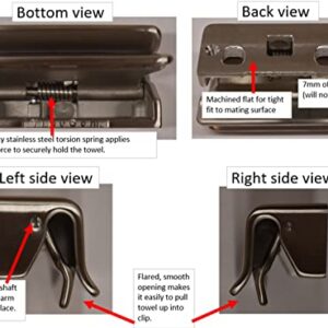 TrueGem Wall Mounted Hand Towel Holder with Baseplate. Compact Clip/clamp. Smaller Than bar, Ring, Rack for Bathroom