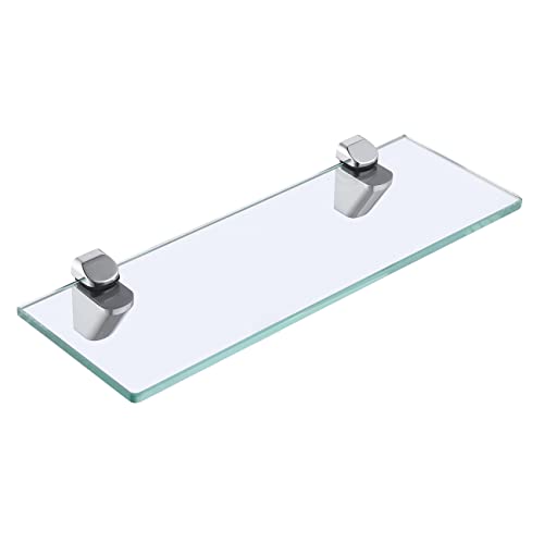 KES Bathroom Tempered Glass Shelf 14-Inch 8MM-Thick Wall Mount Rectangular Polished Chrome, BGS3202S35