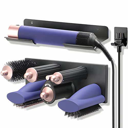 MyLifeUNIT Storage Holder for Dyson Airwrap Curling Iron New Complete, Metal Wall Mount for Dyson Air Wrap Accessories Organizer with Non-Slip Silicone Pad for Bathroom Bedroom Hair Salon Barbershop