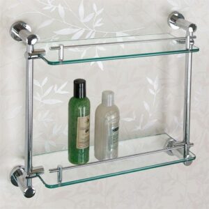 signature hardware 296467 ceeley 17" two-tier glass shelf