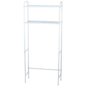 home basics 2 tier over the toilet bathroom space saver, metal bathroom shelf storage unit, anti-rust, white