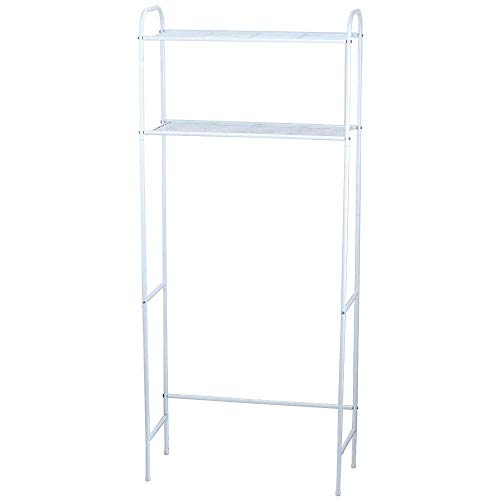 Home Basics 2 Tier Over The Toilet Bathroom Space Saver, Metal Bathroom Shelf Storage Unit, Anti-rust, White