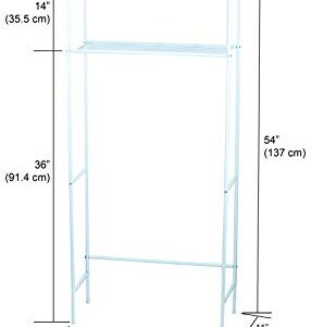 Home Basics 2 Tier Over The Toilet Bathroom Space Saver, Metal Bathroom Shelf Storage Unit, Anti-rust, White