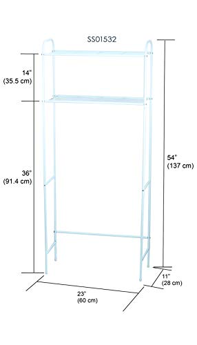 Home Basics 2 Tier Over The Toilet Bathroom Space Saver, Metal Bathroom Shelf Storage Unit, Anti-rust, White