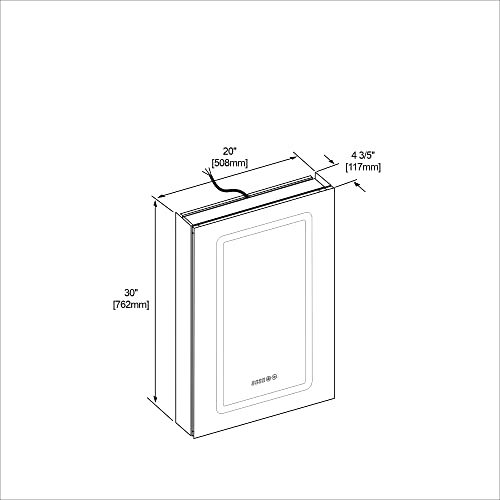 CIETÖ 20 Inch Medicine Cabinets with Lights and Mirrors, Recessed or Surface Mount, 3-Color Light Dimmable, Frameless, Smart Time and Temp Display, Defogger, Right Hinge