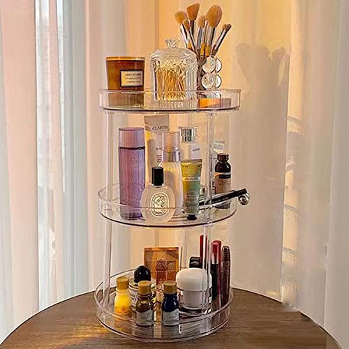 Elebac Lazy Susan Turntable Organizer for Bathroom Countertop, 3 Tier 10.6 Inch Clear Acrylic Jewelry Container Makeup Cosmetic Storage, Spinning Organizer for Spices, Pantry, Fridge, Kitchen