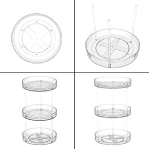 Elebac Lazy Susan Turntable Organizer for Bathroom Countertop, 3 Tier 10.6 Inch Clear Acrylic Jewelry Container Makeup Cosmetic Storage, Spinning Organizer for Spices, Pantry, Fridge, Kitchen