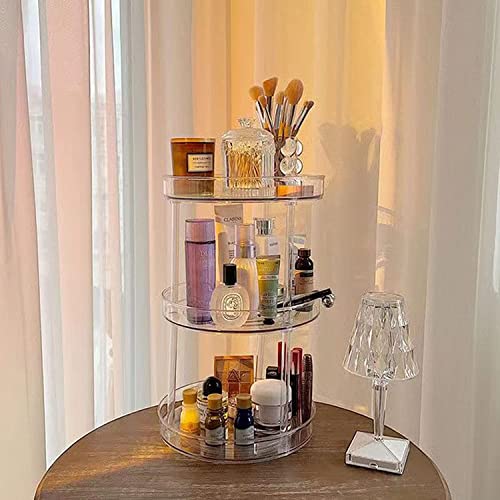 Elebac Lazy Susan Turntable Organizer for Bathroom Countertop, 3 Tier 10.6 Inch Clear Acrylic Jewelry Container Makeup Cosmetic Storage, Spinning Organizer for Spices, Pantry, Fridge, Kitchen