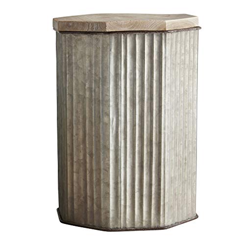 47th & Main Corrugated Rustic Metal Canister with Lid, Large, Galvanized