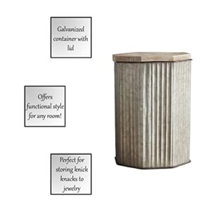 47th & Main Corrugated Rustic Metal Canister with Lid, Large, Galvanized